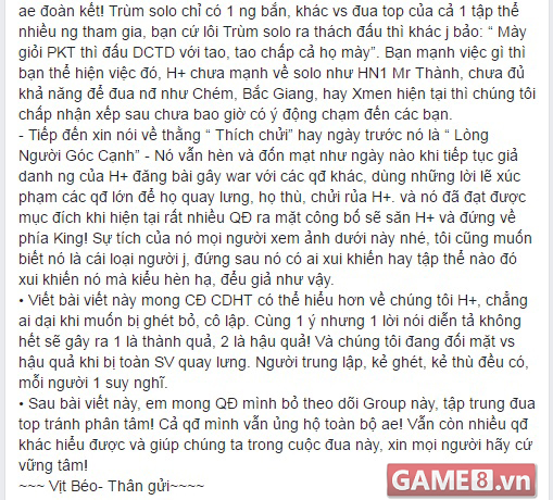 CDHT: Tới lượt Tư lệnh của H+ góp giọng vào “cuộc vui”