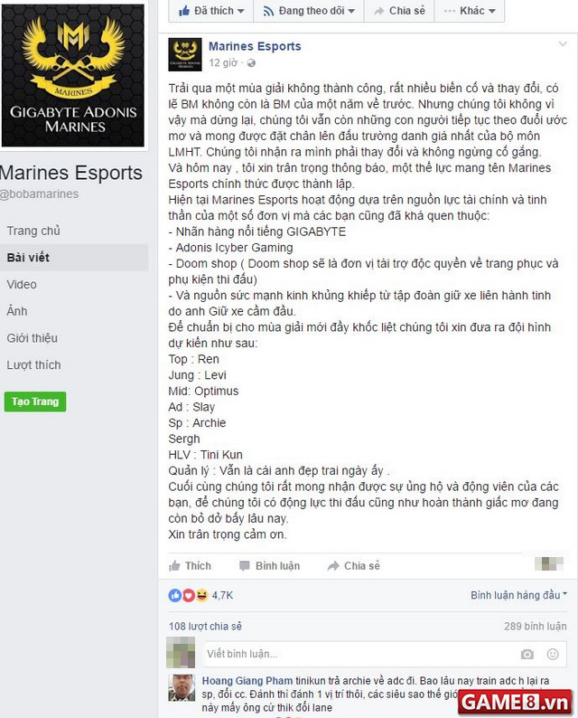 LMHT: Boba Marines chính thức đổi tên thành Marines eSports, chốt đội ...