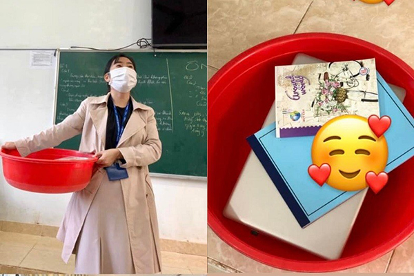 Trend "Anti Backpack Day": Cô giáo mang cả chậu thau đến lớp